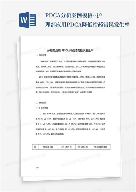 Pdca分析案例 护理部应用pdca降低给药错误发生率word模板下载 编号lyjwpmag 熊猫办公