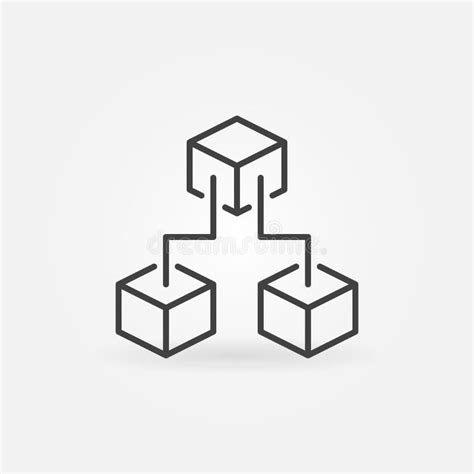 Three Blockchain Blocks Vector Concept Line Icon Block Chain Symbol