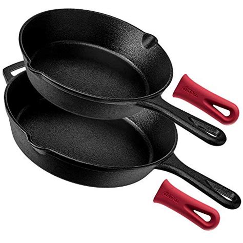 Cuisinel Pre Seasoned Cast Iron Skillet 2 Piece Set 8 Inch And 10 Inch