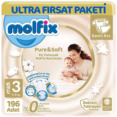 Molfix Pure Soft Ultra Avantaj Bebek Bezi 3 Beden 98x2 196 Adet