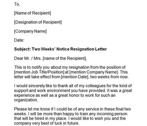 Resignation Letter Template With Imate Effect