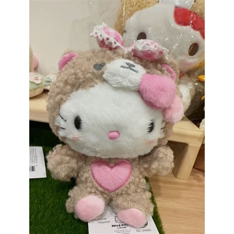 日本正版 三麗鷗 凱蒂貓 泰迪熊裝扮 Hellokitty 絨毛娃娃玩偶 現貨小熊 蝦皮購物