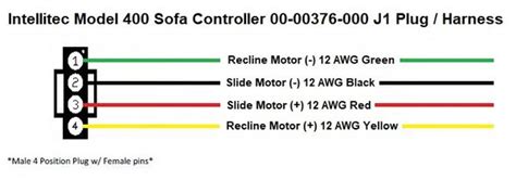 Intellitec Sofa Controller Model 400 00 00376 000 J1 Plug Harness