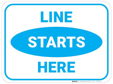 Line Starts Here Blue Floor Sign