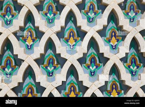 Maroc Côte Atlantique Casablanca Mosquée Hassan Ii La Tuile Détail
