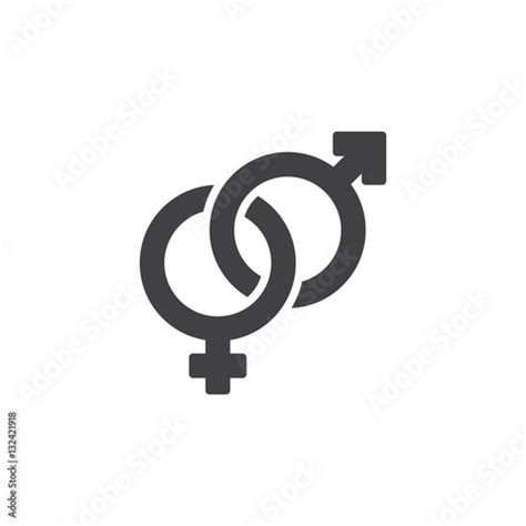 Heterosexual Gender Symbol Icon Vector Male And Female Flat Sign