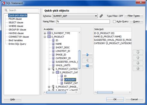 Defining Sql Queries Using View Objects