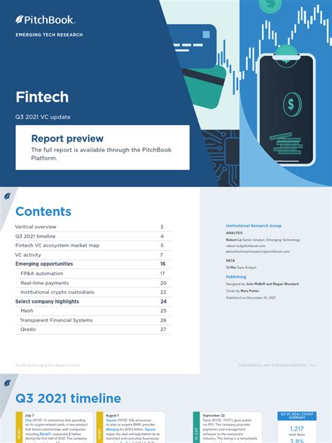 Pitchbook Q3 2021 Emerging Tech Research Fintech Report Preview Pdf
