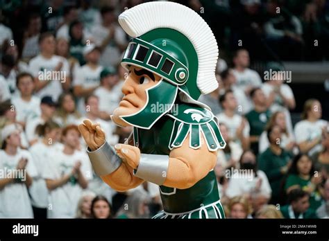 Sparty The Michigan State Mascot Performs During The First Half Of An