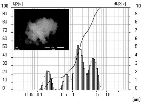 Particle Size Distribution And SEM Of The PPT Powder Download Scientific Diagram
