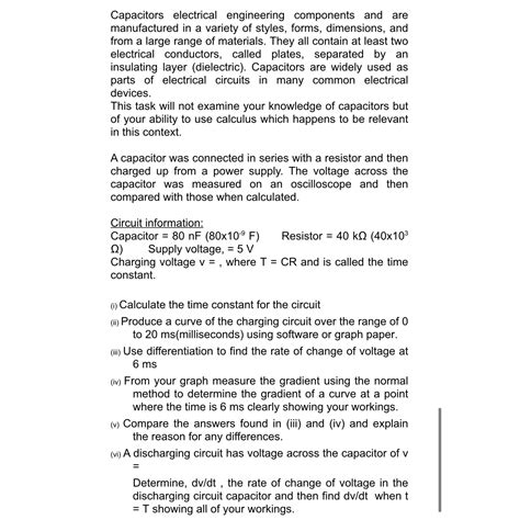 Solved Capacitors Electrical Engineering Components And Are Chegg Com