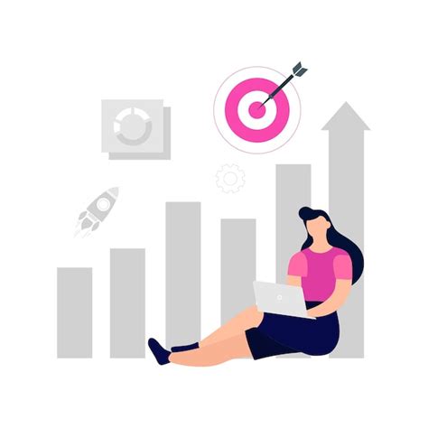 Premium Vector The Girl Is Working On The Target Graph
