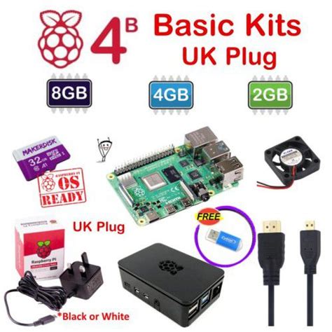 Raspberry Pi 4 Model B Basic Kits UK Plug