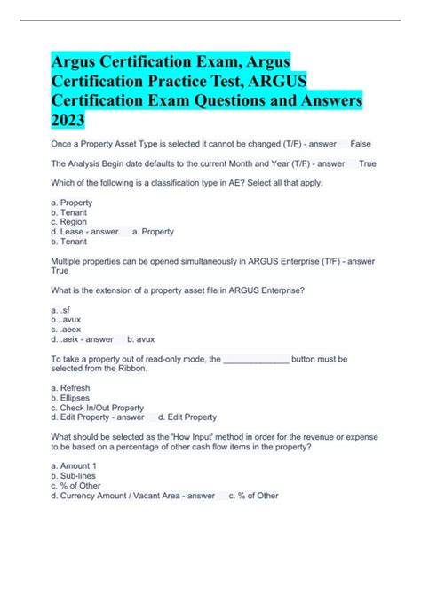 Argus Certification Exam Argus Certification Practice Test Argus