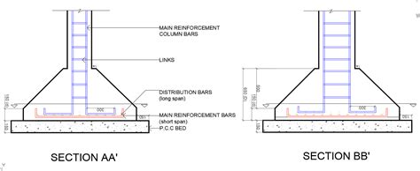 Column Footing Section Details In Autocad Dwg File