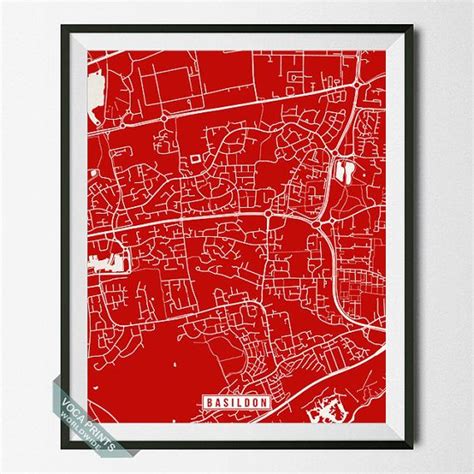 Basildon Map Poster Detailed Street Map Of Basildon England