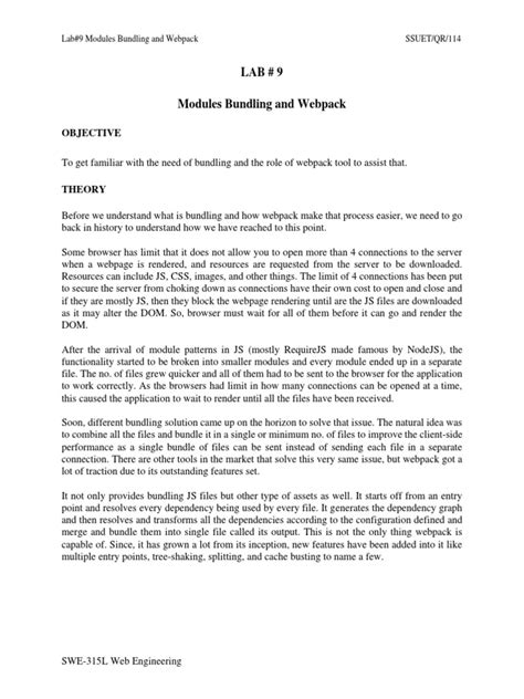 Lab 9 Bundling And Webpack Pdf Html Software