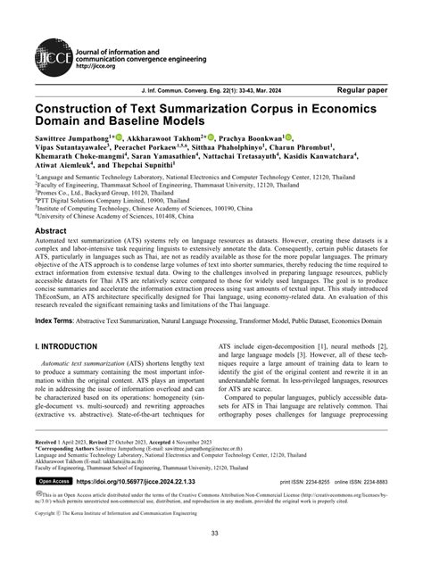 Pdf Construction Of Text Summarization Corpus In Economics Domain And
