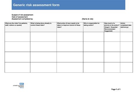 Hazard Assessment Form Template