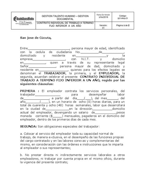 Modelo Contrato De Trabajo Indefinido Derecho Laboral Salario Porn