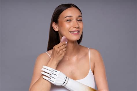 Free Photo Front View Young Woman With Prosthetis