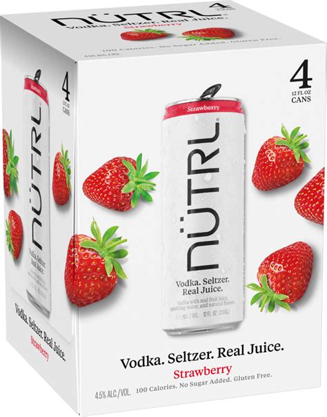 Nutrl® Vodka Seltzer Strawberry 4 Cans 12 Fl Oz Kroger