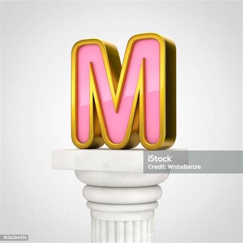 황금 편지 M 흰색 배경에 고립 된 흰색 열에 대문자 3차원 형태에 대한 스톡 사진 및 기타 이미지 3차원 형태 고대의