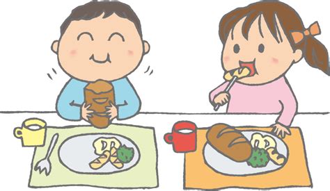 食事を楽しむ子どもたちのかわいい手書きフリーイラスト イラストわくわくBOX