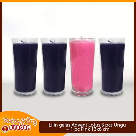 Jual Lilin Gelas Doa Rohani Advent Adven Ungu Pink Lilin Natal Shopee