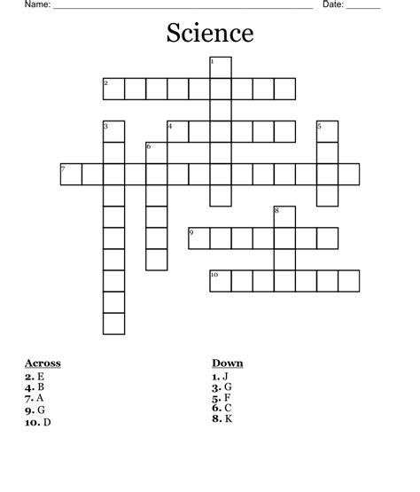Science Crossword Wordmint
