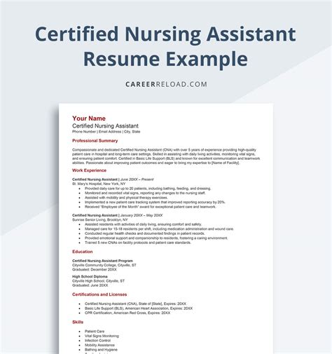 Cna Example Resume