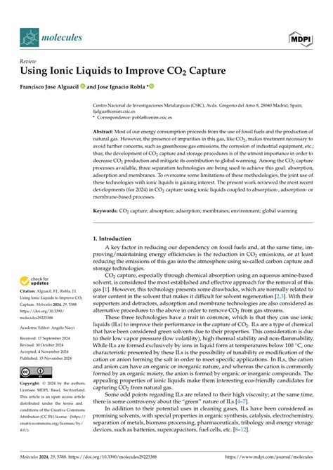 Pdf Using Ionic Liquids To Improve Co2 Capture