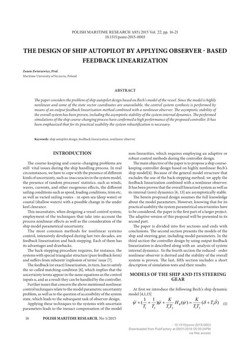 pdf the design of ship autopilot by applying observer based
