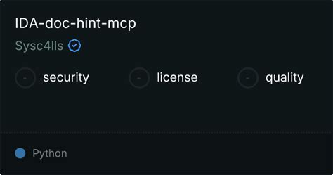 Score IDA Doc Hint Mcp Glama