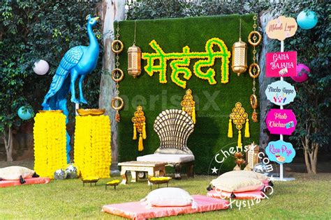 A Peacock Themed Decoration For A Mehndi Ceremony Is A Great Way To