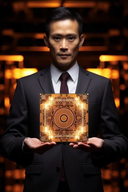 Premium Ai Image Businessman Holding Quantum Computing Concept Uhd