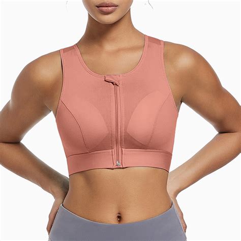 Hombom Wire Free Bras For Women Push Up Full Coverage Red Zipper