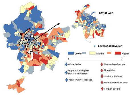 Spatial Distribution Of The Deprivation Index In Quintiles In Lyon Ma