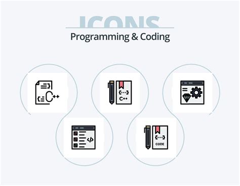 Programmierung Und Codierung Zeile Gefüllt Icon Pack 5 Icon Design