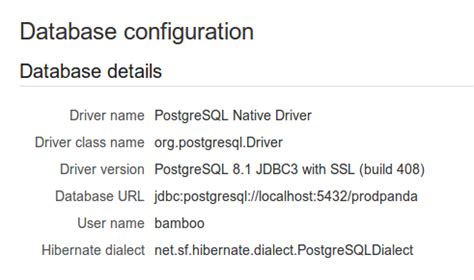 View Database Connection Details Bamboo Data Center And Server Atlassian Documentation