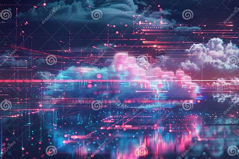 A Digital Representation Of Cloud Computing With Colorful Lines And Dots Visualizing Data