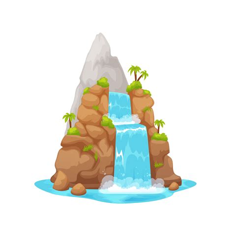 Jungle River Waterfall Cartoon Water Cascade Vector Art At The Best