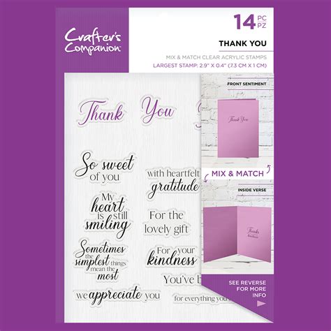 Crafters Companion Sentiment And Verses Clear Stamps Thank You