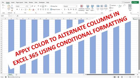 apply color to alternate columns in excel 365 using conditional