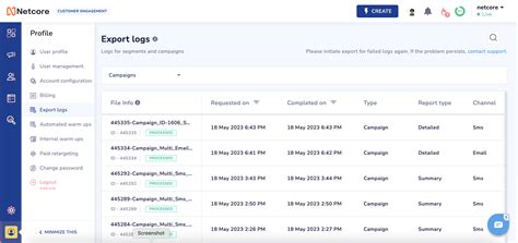 export logs campaigns