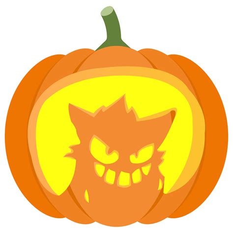 Little Gengar Pokemon Pumpkin Stencil Free Printable Papercraft Templates