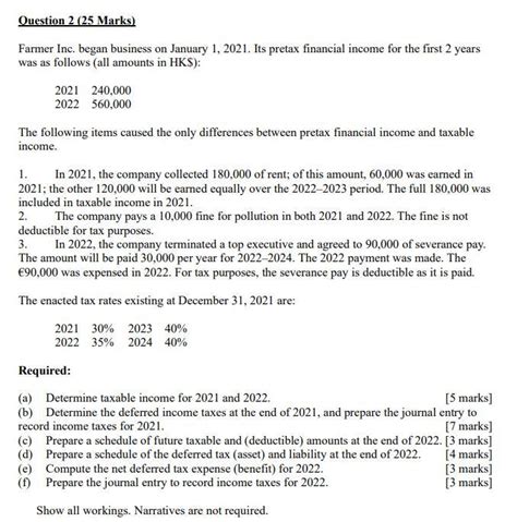 solved question 2 25 marks farmer inc began business on