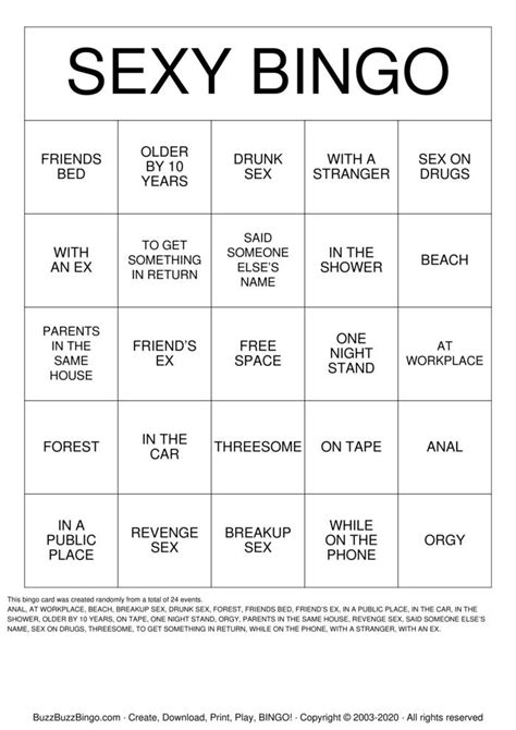 SEXY BINGO Bingo Cards To Download Print And Customize