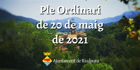 Convocatòria al Ple Ordinari de 20 de maig de 2021 Web oficial de l