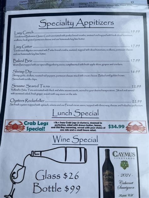 Lazy Days Restaurant Menu Full Menu Update
